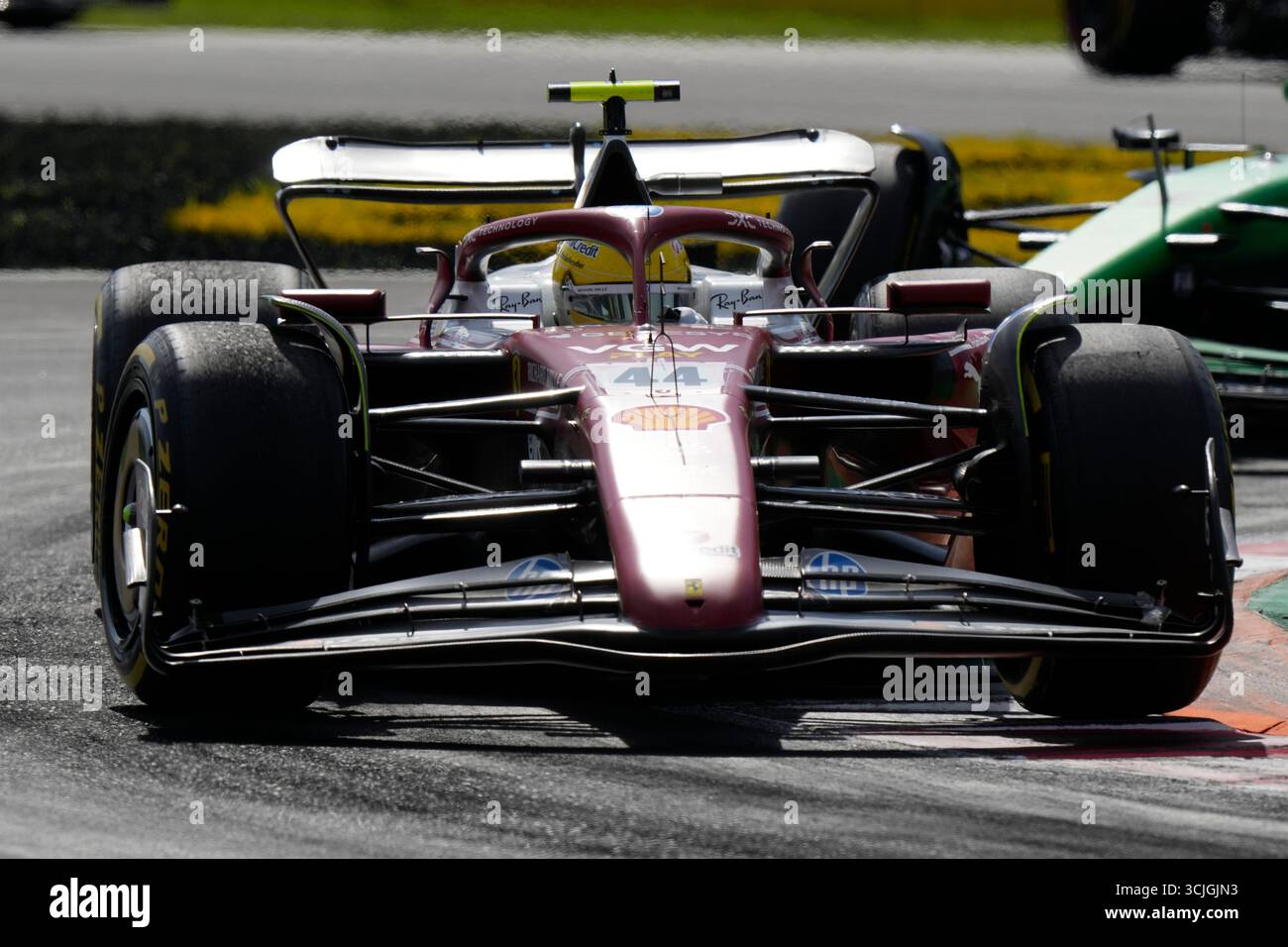 Ferrari driver Lewis Hamilton of Britain steers his car during the ...