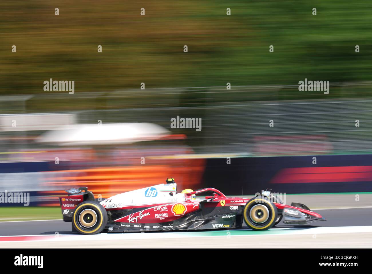 Ferrari driver Lewis Hamilton of Britain steers his car during the ...
