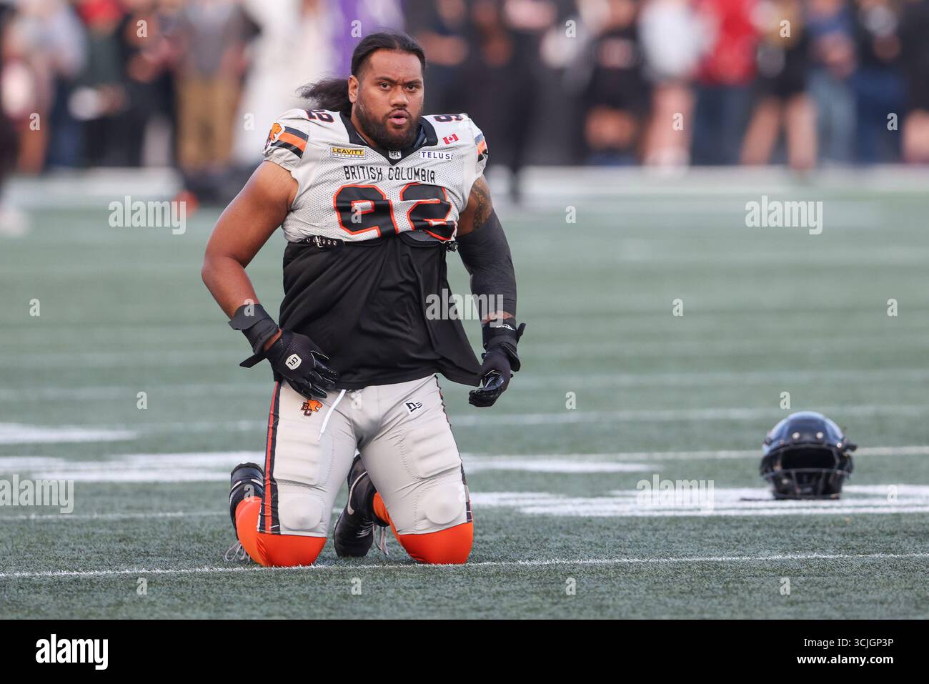 September 05, 2025: BC Lions defensive lineman Tomasi Laulile (92 ...