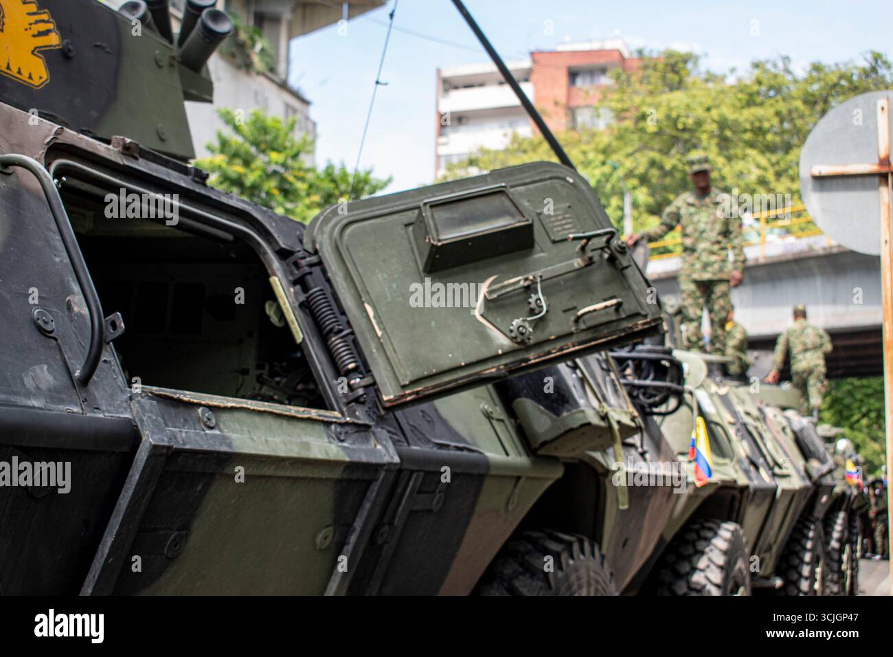 Military tank with open door, Armored vehicle of Colombian army, Armed ...