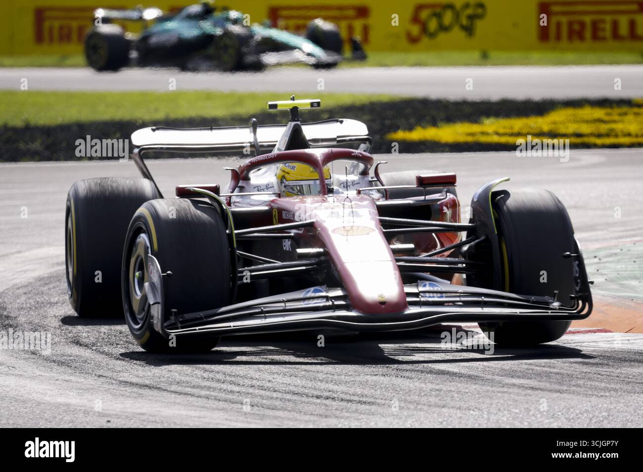 MONZA - Lewis Hamilton (Ferrari) in action at the Monza circuit during the Italian Grand Prix ...