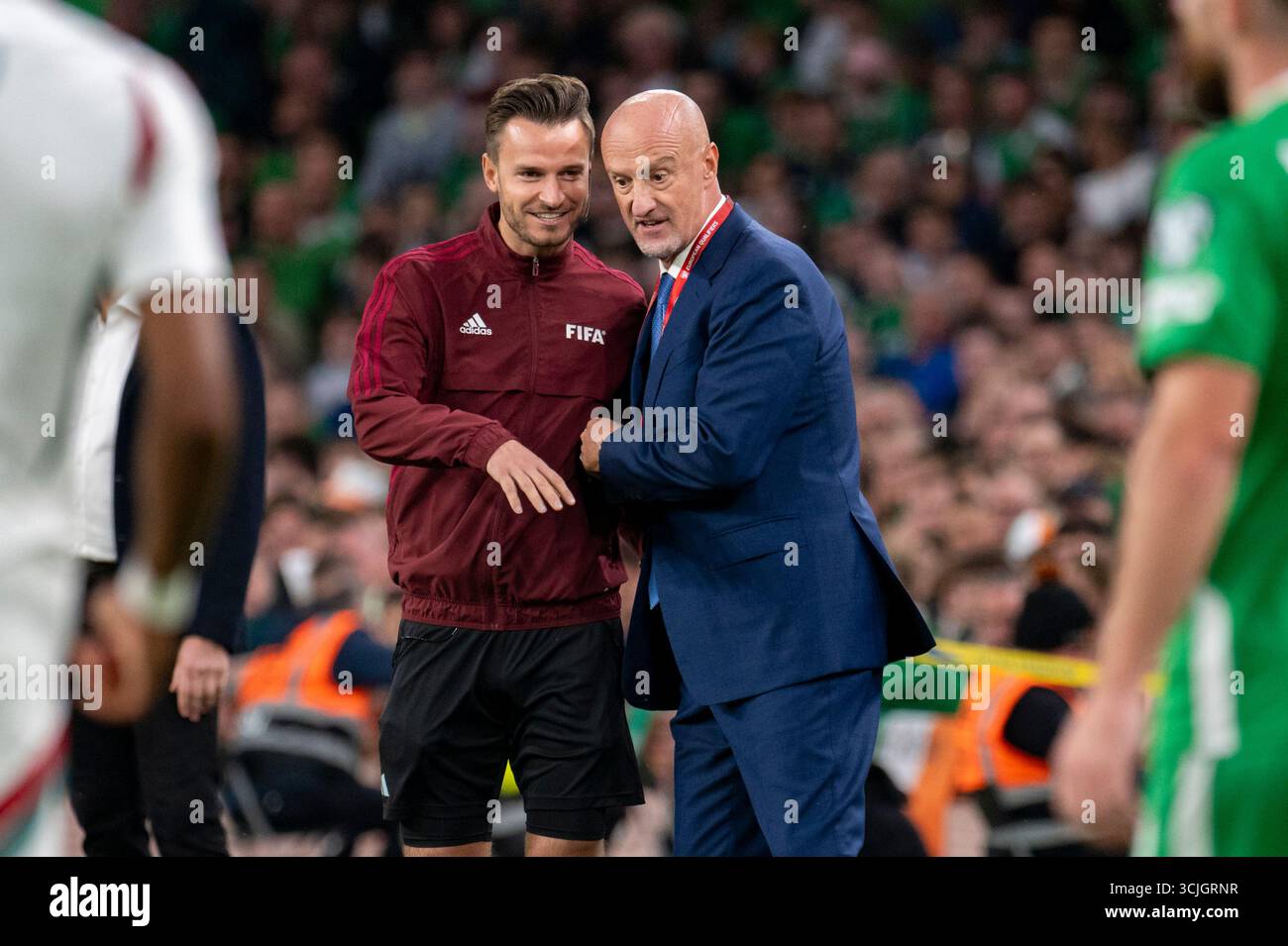 The Hungarian Coach Marco Rossi and referee Daniel Schlager during the ...