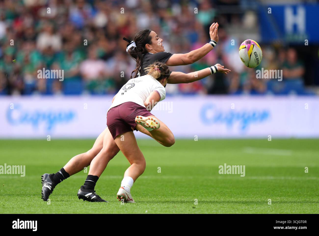 New Zealand's Stacey Waaka is tackled by Ireland's Aoibheann Reilly ...