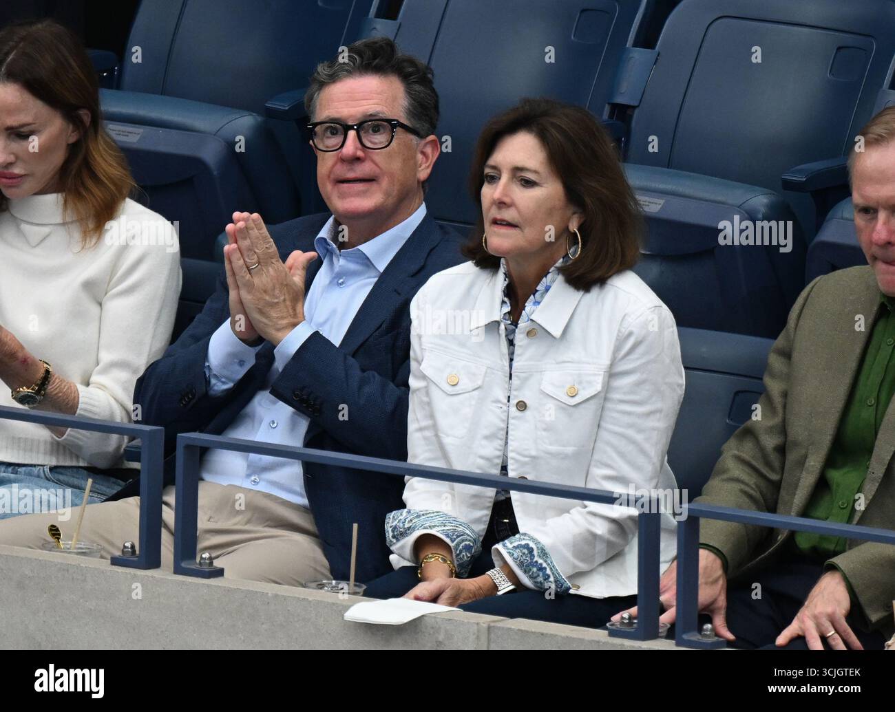 FLUSHING NY- SEPTEMBER 06: Stephen Colbert is seen watching Aryna ...