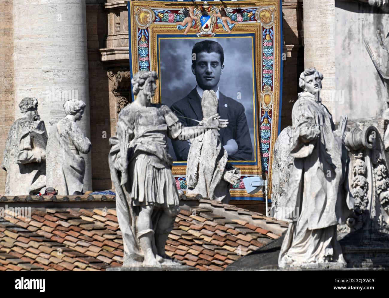Portrait of new saint Pier Giorgio Frassati on Saint Peter’s basilica ...
