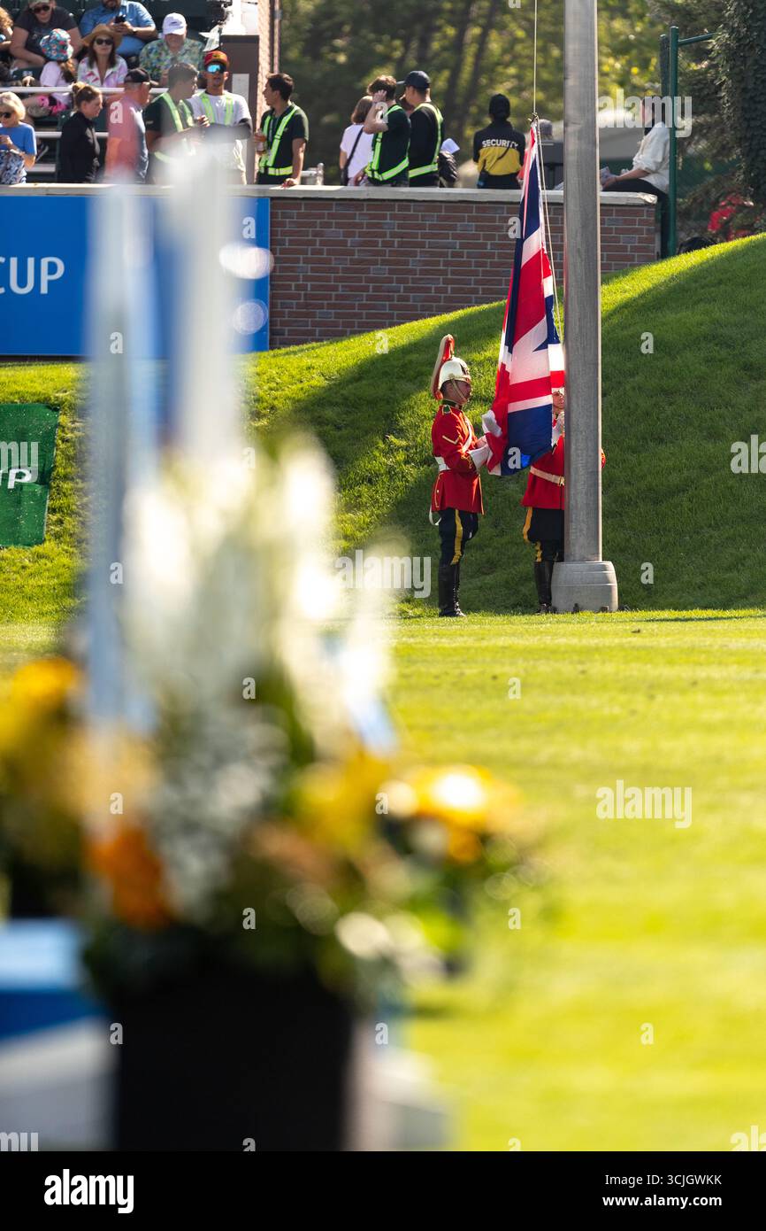 Calgary, Canada - September 6, 2025. The Union Jack attached to the ...