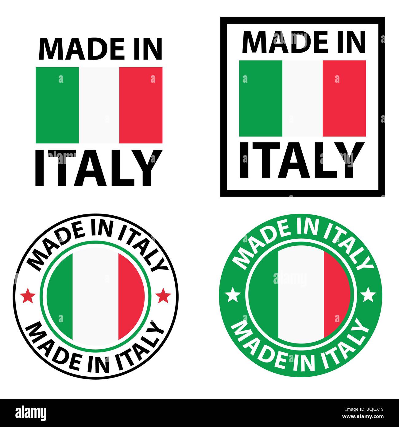 Set of Made in Italy seal, Italy product tag label sign. Made In Italy ...