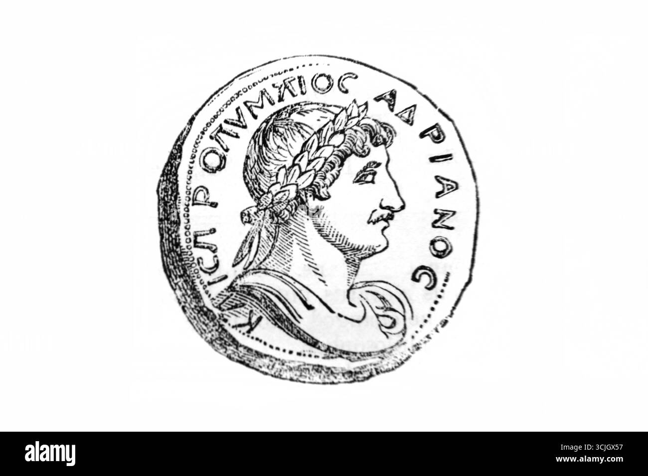 Coin of Ephesus depicting the Emperor Hadrian from Antique 19th Century ...
