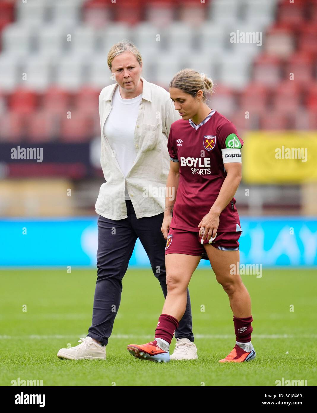 West Ham United manager Rehanne Skinner with West Ham United's Katrina ...