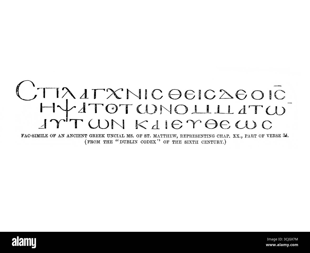 a Fac-simile of an Ancient Greek Uncial of Saint Matthew representing ...