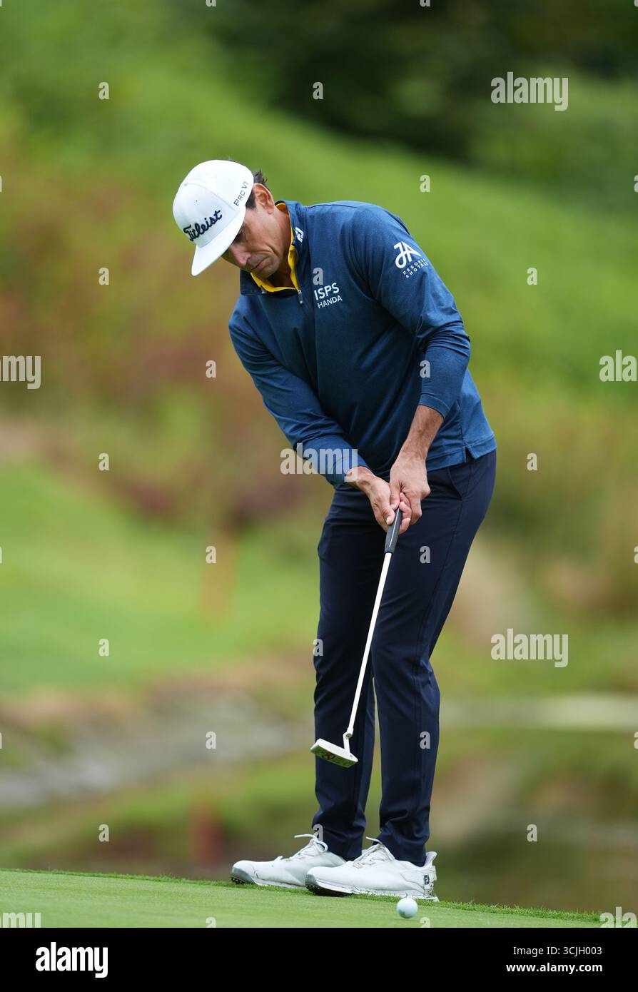 Rafa Cabrera Bello putting on the 11th green on day four of the 2025 ...