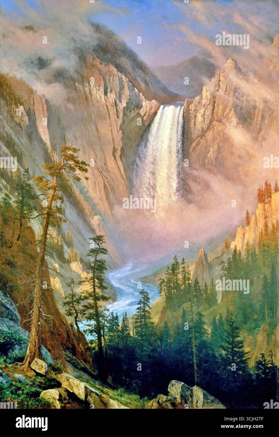 Yellowstone Falls, 1881, Albert Bierstadt (1830–1902), American Hudson ...