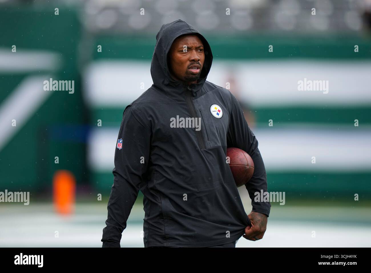 Pittsburgh Steelers running back Kenneth Gainwell walks on the field ...