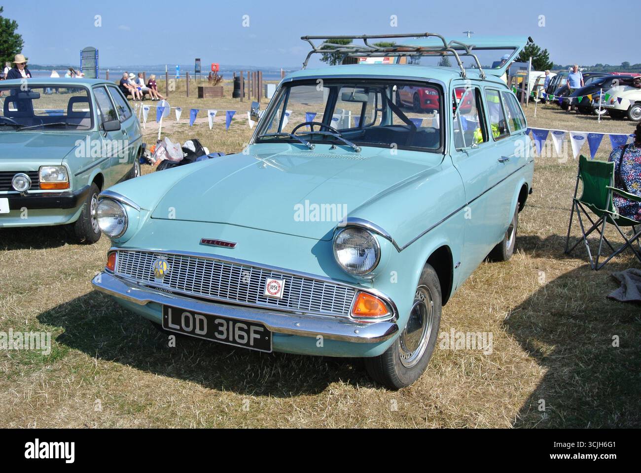 A 1967 Ford Anglia parked on display at the Exmouth classic car show ...