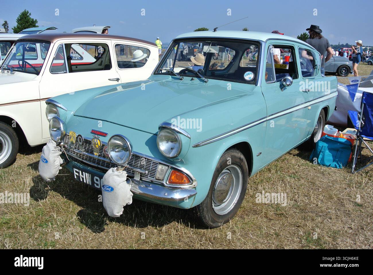 A 1966 Ford Anglia parked on display at the Exmouth classic car show ...