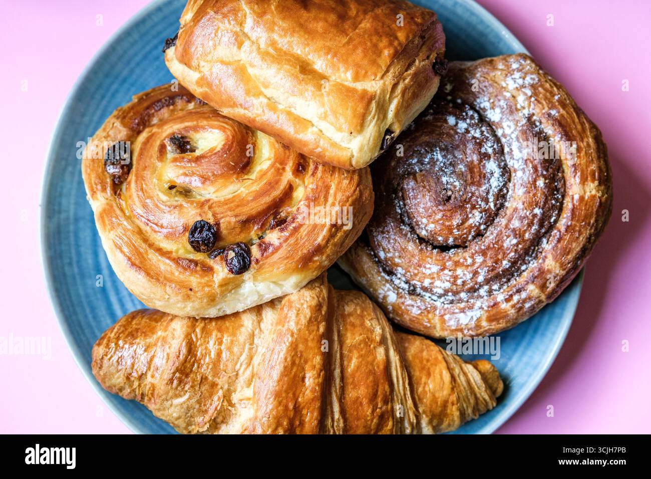 London UK, September 07 2025, Selection Of Baked Danish Breakfast ...