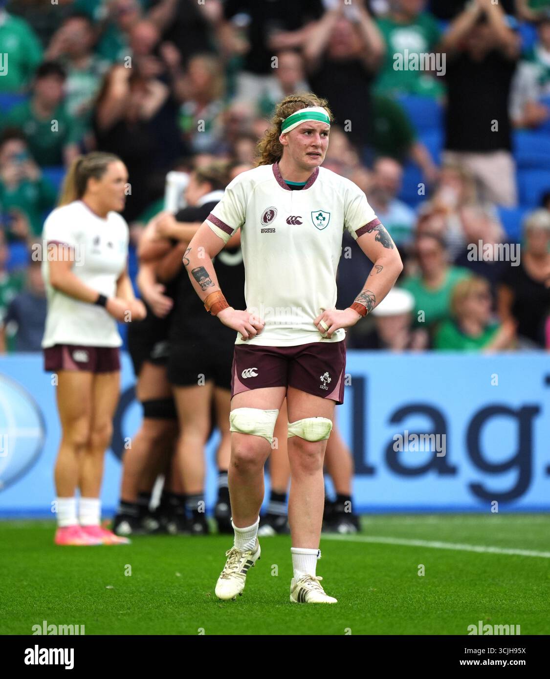 Ireland's Ruth Campbell reacts after conceding a try during the Women's ...