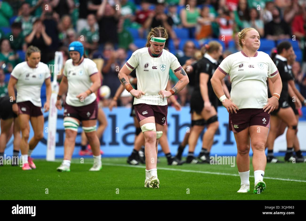 Ireland's Ruth Campbell reacts after conceding a try during the Women's ...