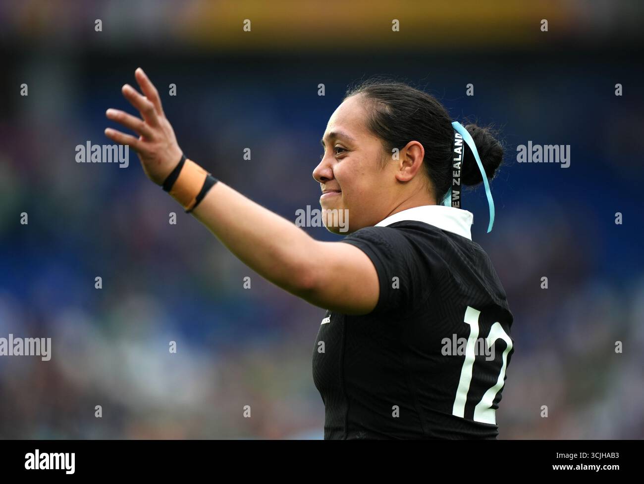 New Zealand's Sylvia Brunt salutes the fans following the Women's Rugby ...