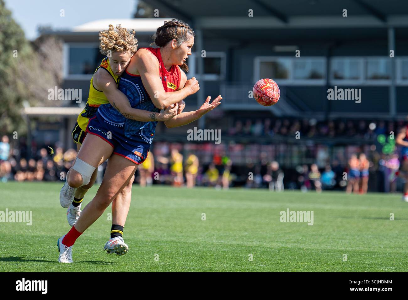 Gabrielle Colvin of Melbourne FC (right) and Katelyn Cox of Richmond FC ...