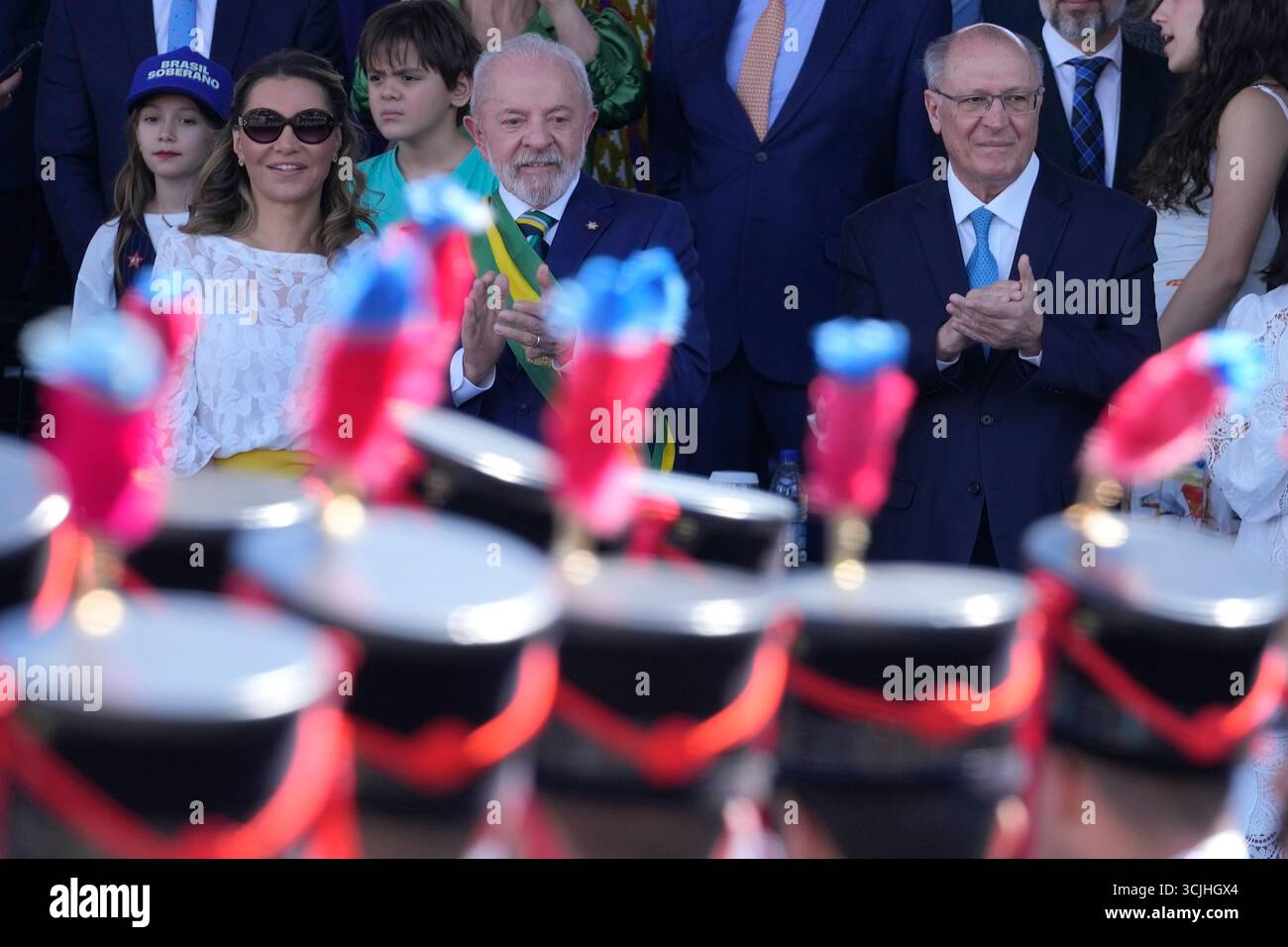 Brazil's President Luiz Inacio Lula da Silva, center; first lady ...