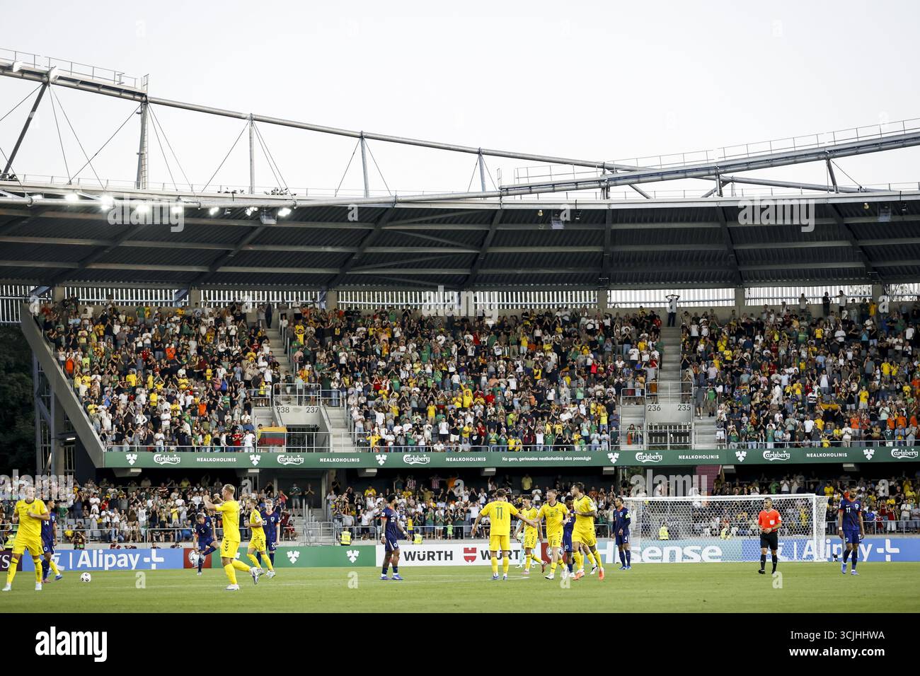 KAUNAS - Romualdas Jansonas and Domantas Antanavicius of Lithuania after Lithuania's second goal ...