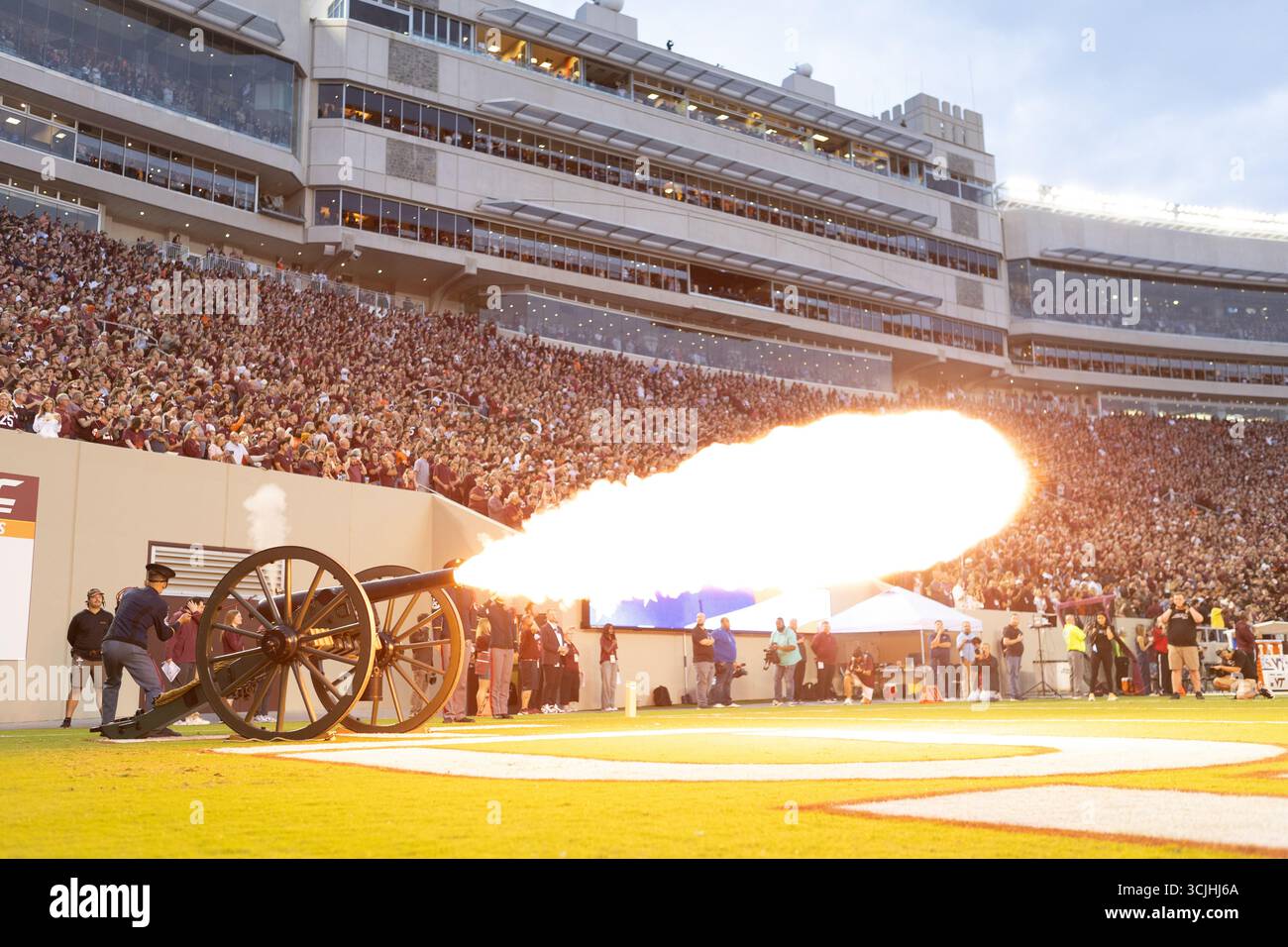 September 6, 2025: Members of the Virginia Tech Corps of Cadets fire ...