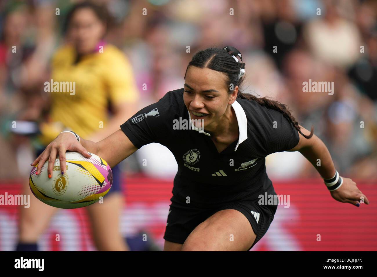 New Zealand's Stacey Waaka scores a try during the Women's Rugby World ...