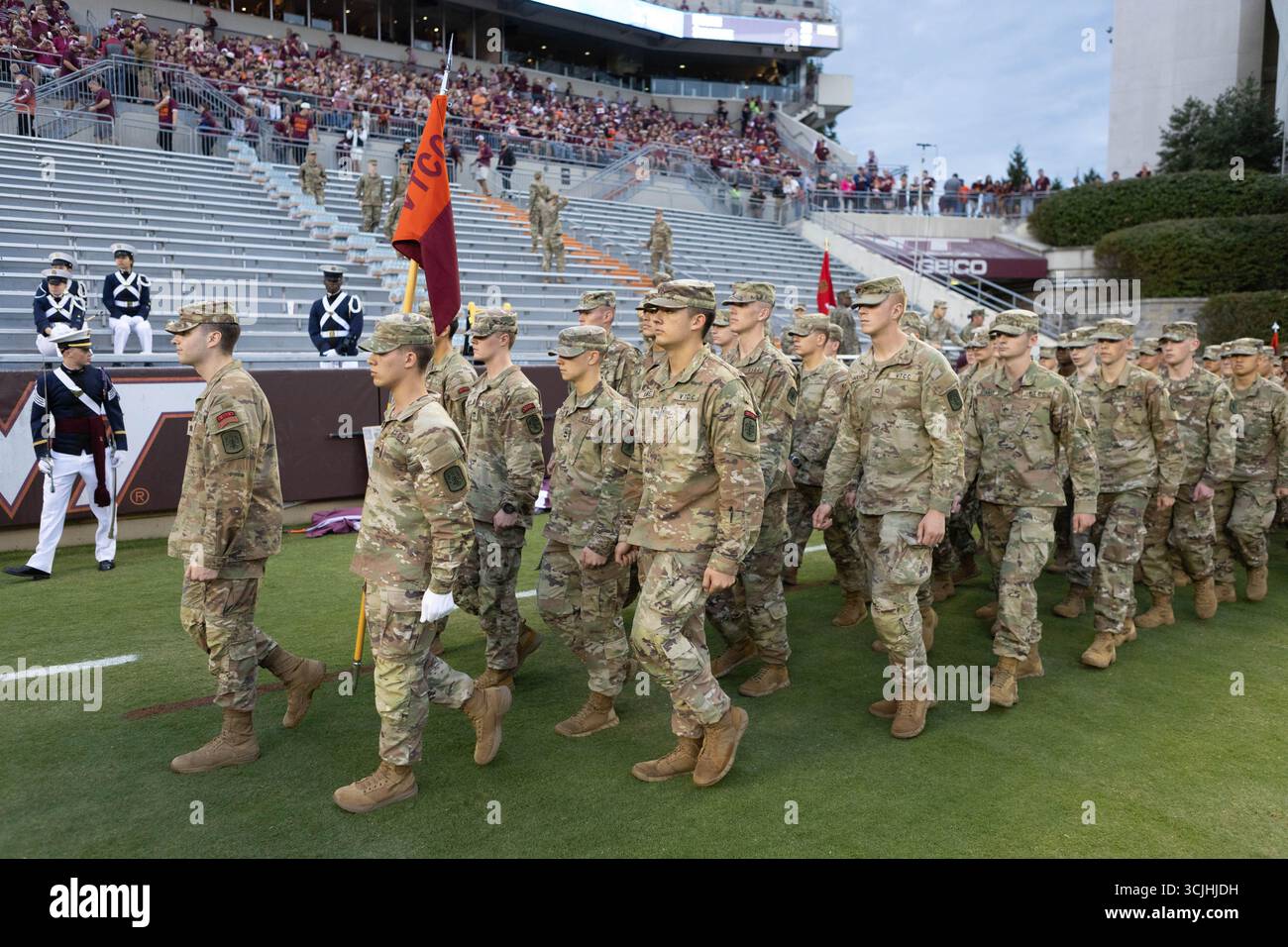 September 6, 2025: Members of the Virginia Tech Corps of Cadets walk ...