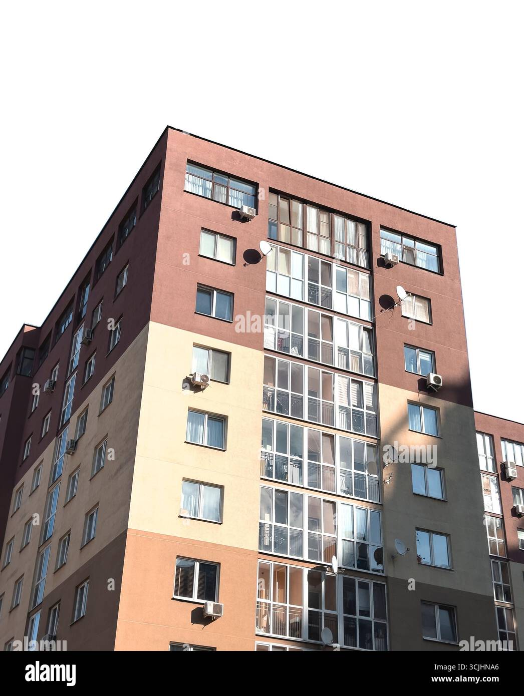 Modern apartment building with a high rise facade. Residential multi ...