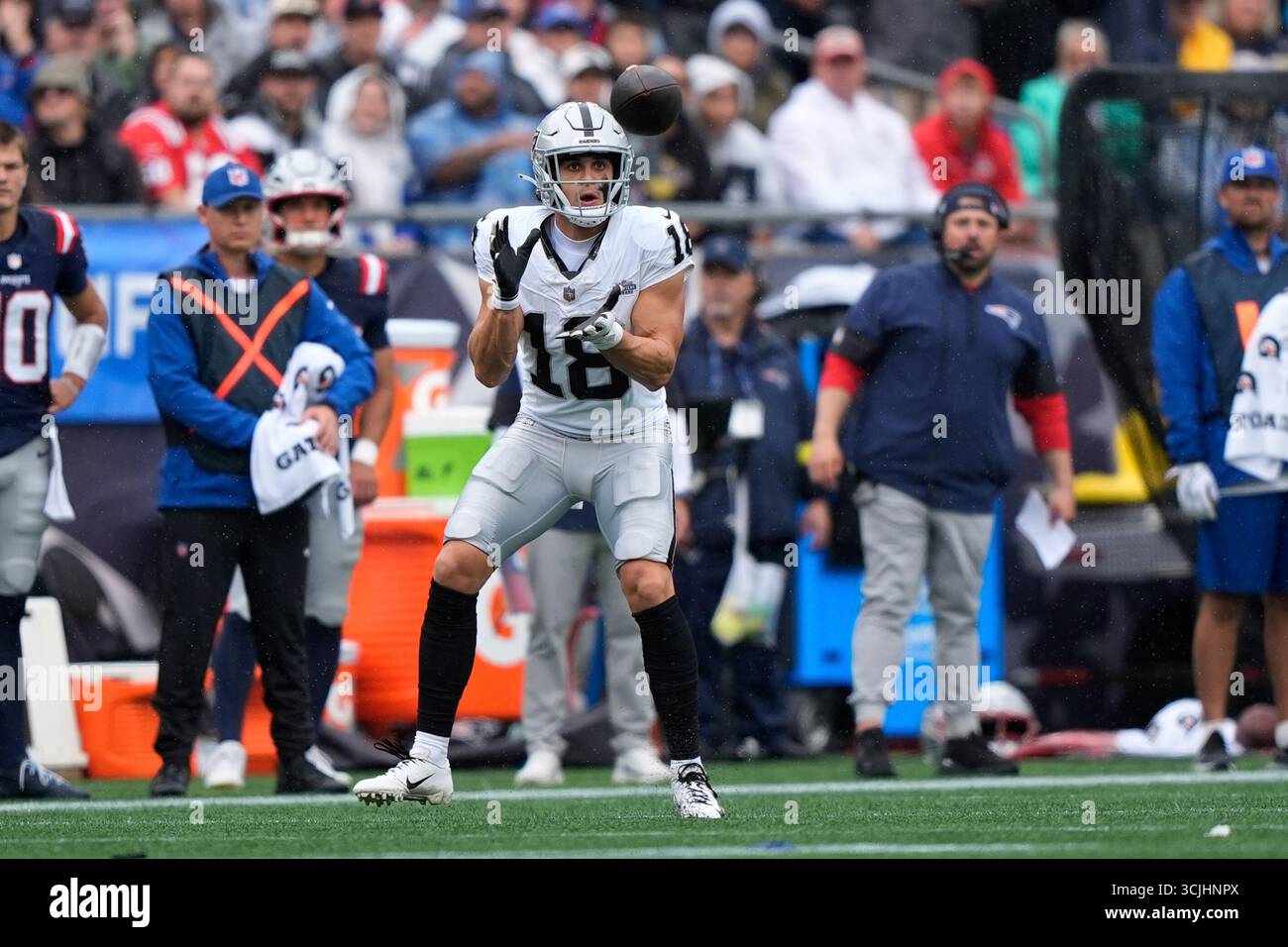 Las Vegas Raiders wide receiver Jack Bech (18) makes a catch against ...