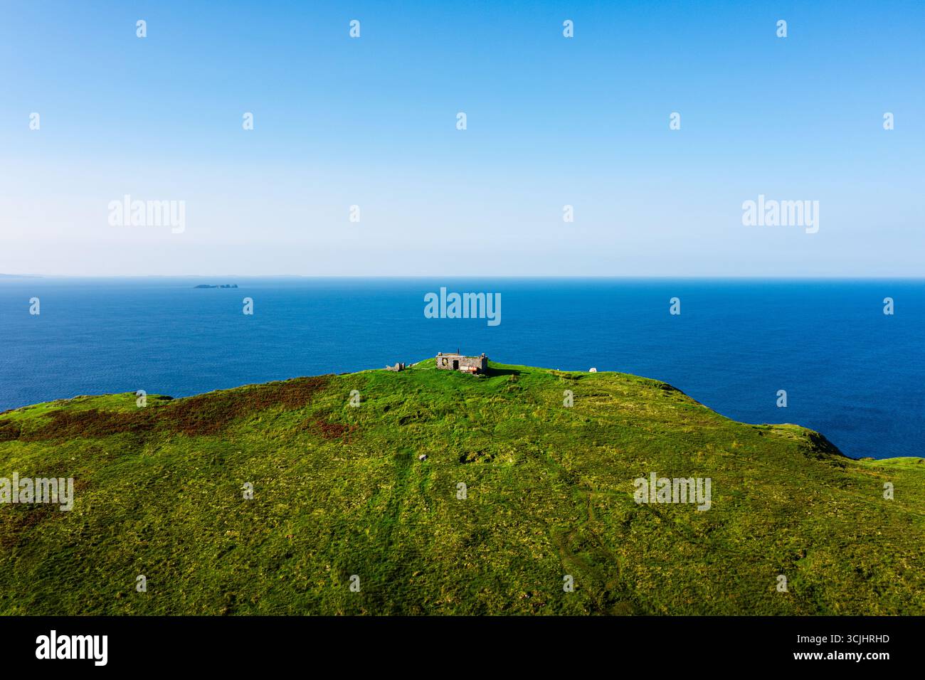 Aerial view of The Moytoge Head lookout post near Keem Beach, Ireland ...