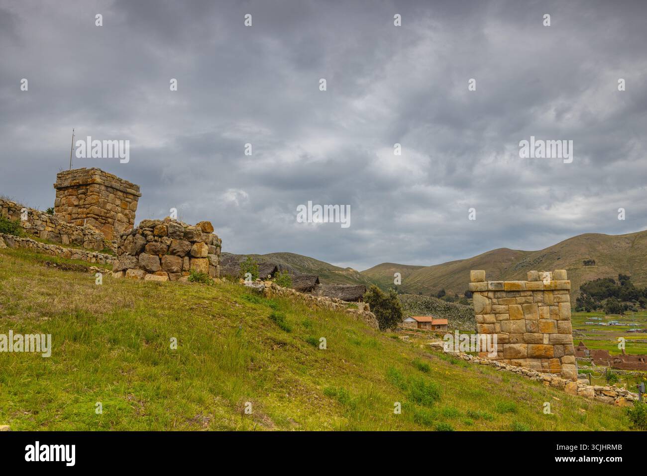 Chullpas of Molloco, funerary towers in Peru Stock Photo - Alamy