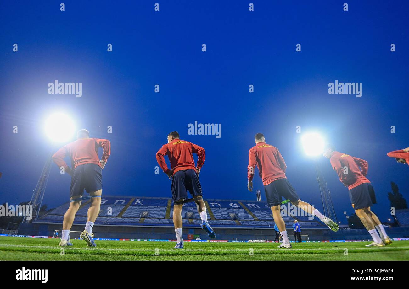 Players of Montenegro during the training session at Maksimir Stadium ...