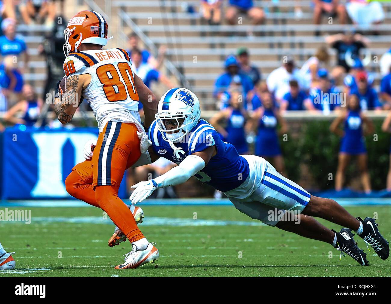September 6,2025: Duke University saftey Caleb Weaver (3) goes in for ...