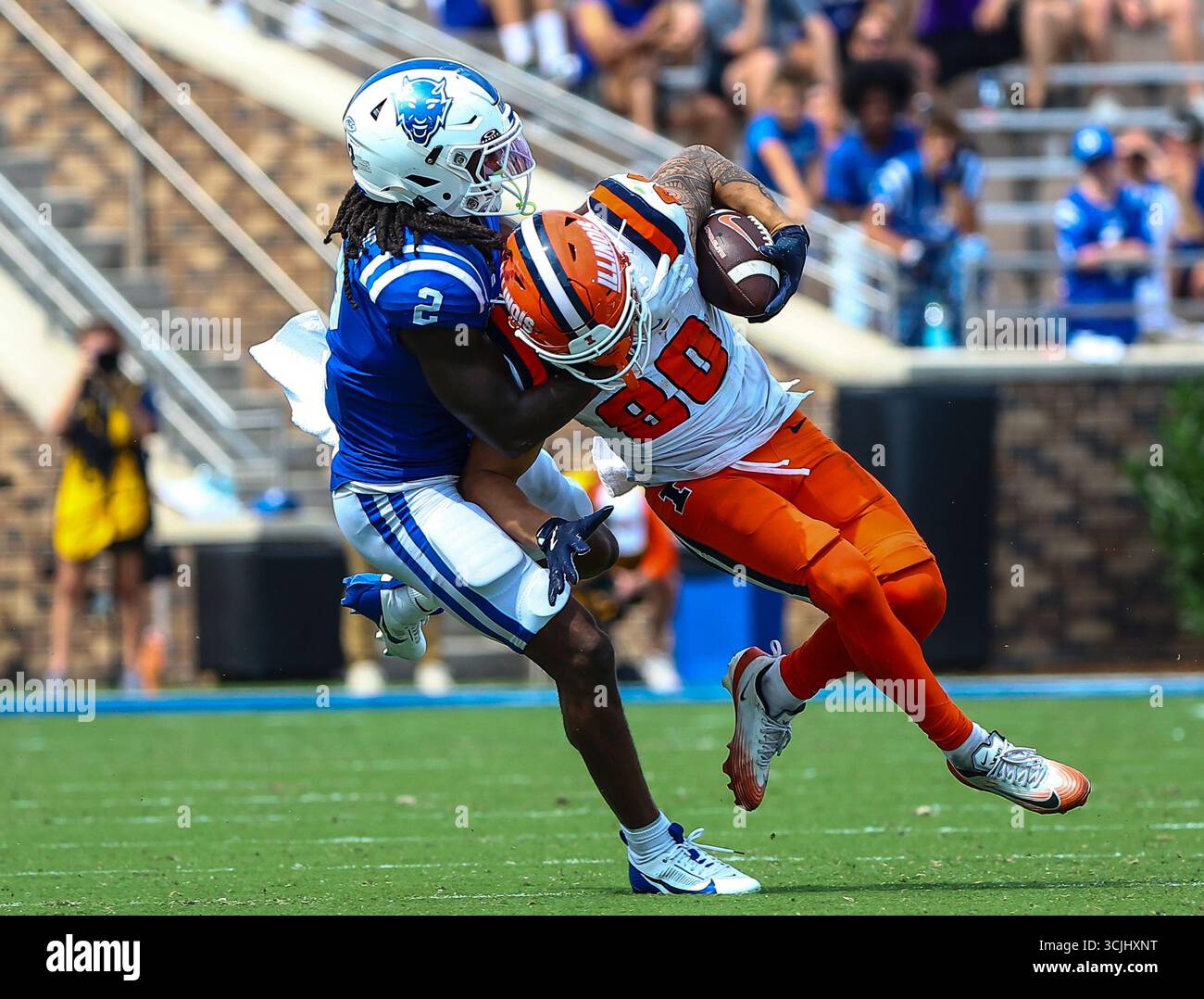 September 6,2025: Illinois wide receiver Hank Beatty (80) gets tackled ...