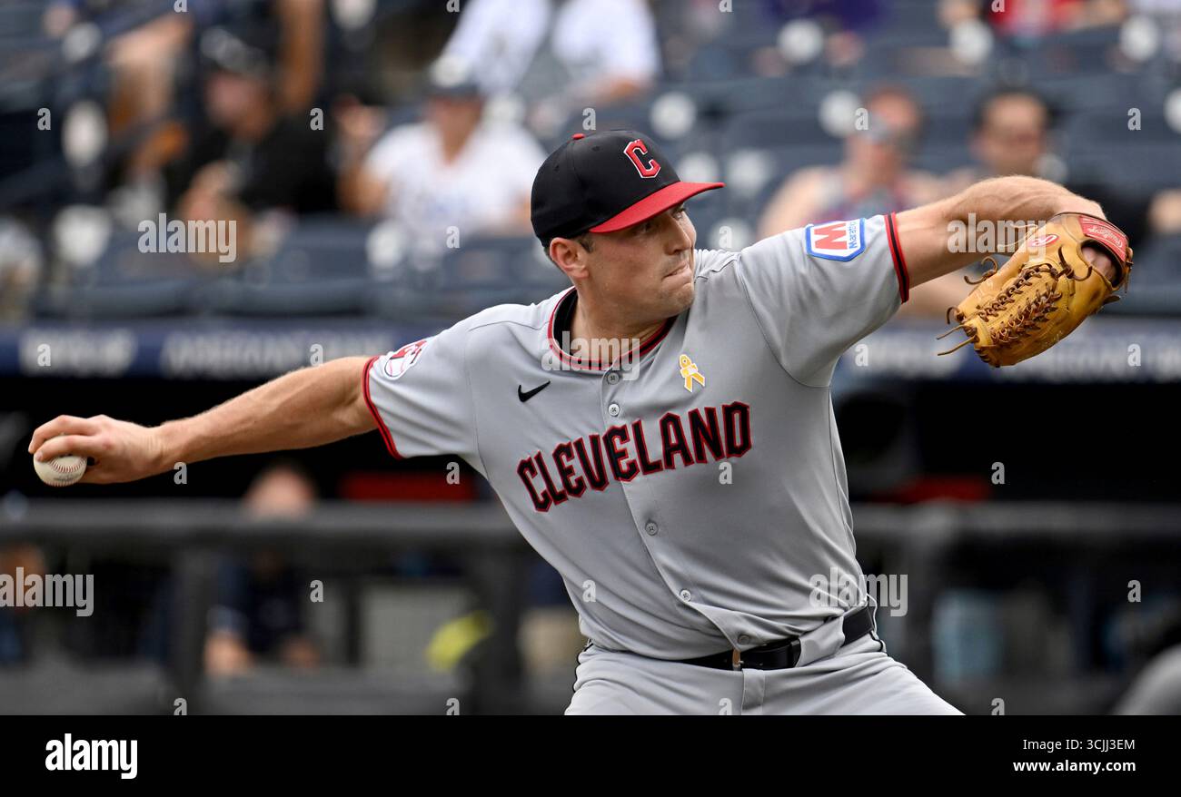 Cleveland Guardians pitcher Cade Smith throws during the ninth inning ...