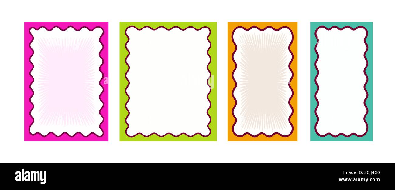 Frame border wave scallop edge kid cute pattern. Wavy fun frame scallop ...