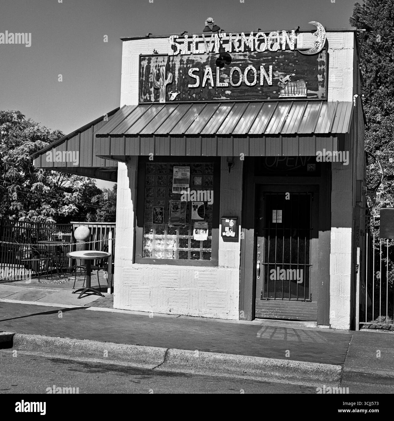 Silvermoon Saloon in the city of Winston Salem, NC. Medium format black ...