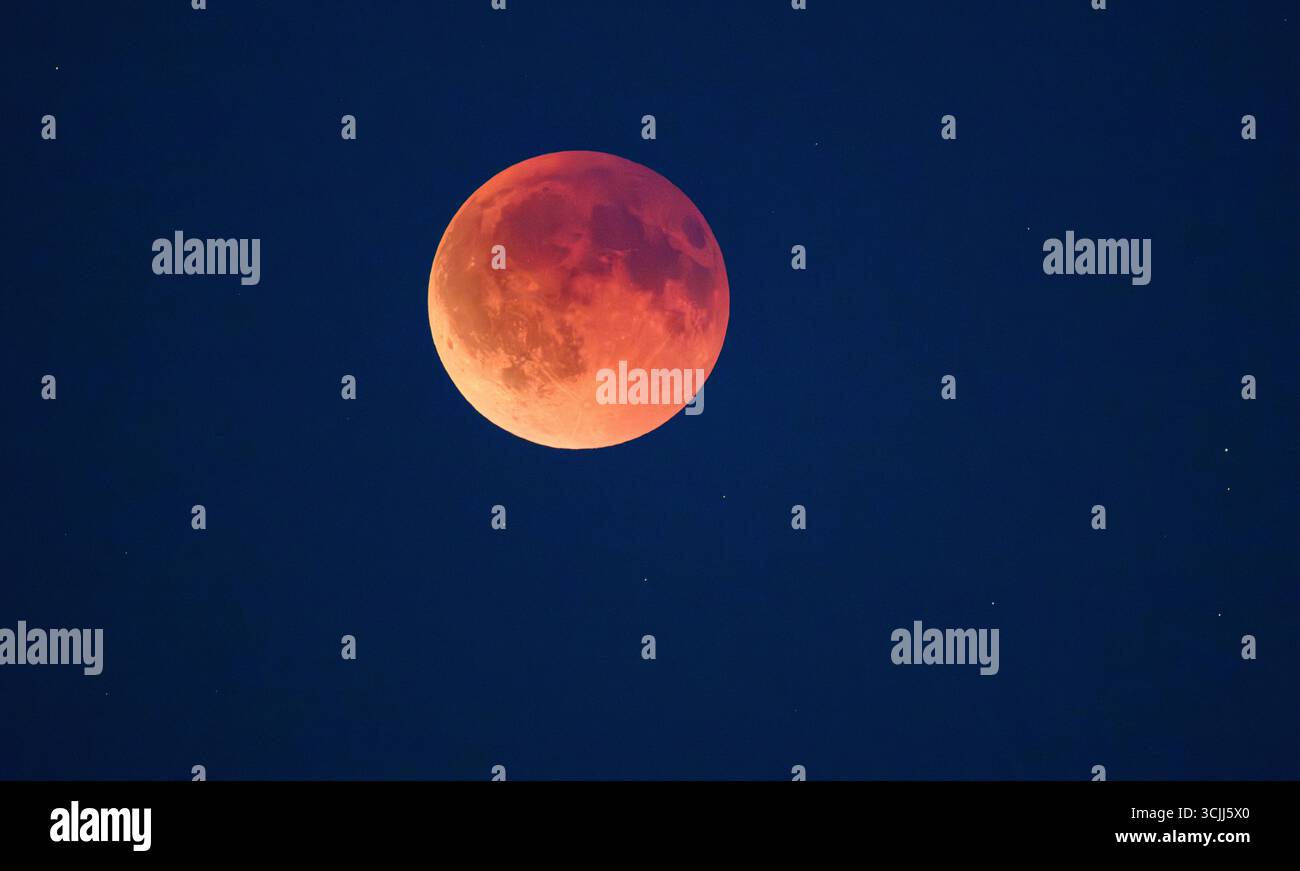 07 September 2025, : A total lunar eclipse can be seen as a blood moon ...