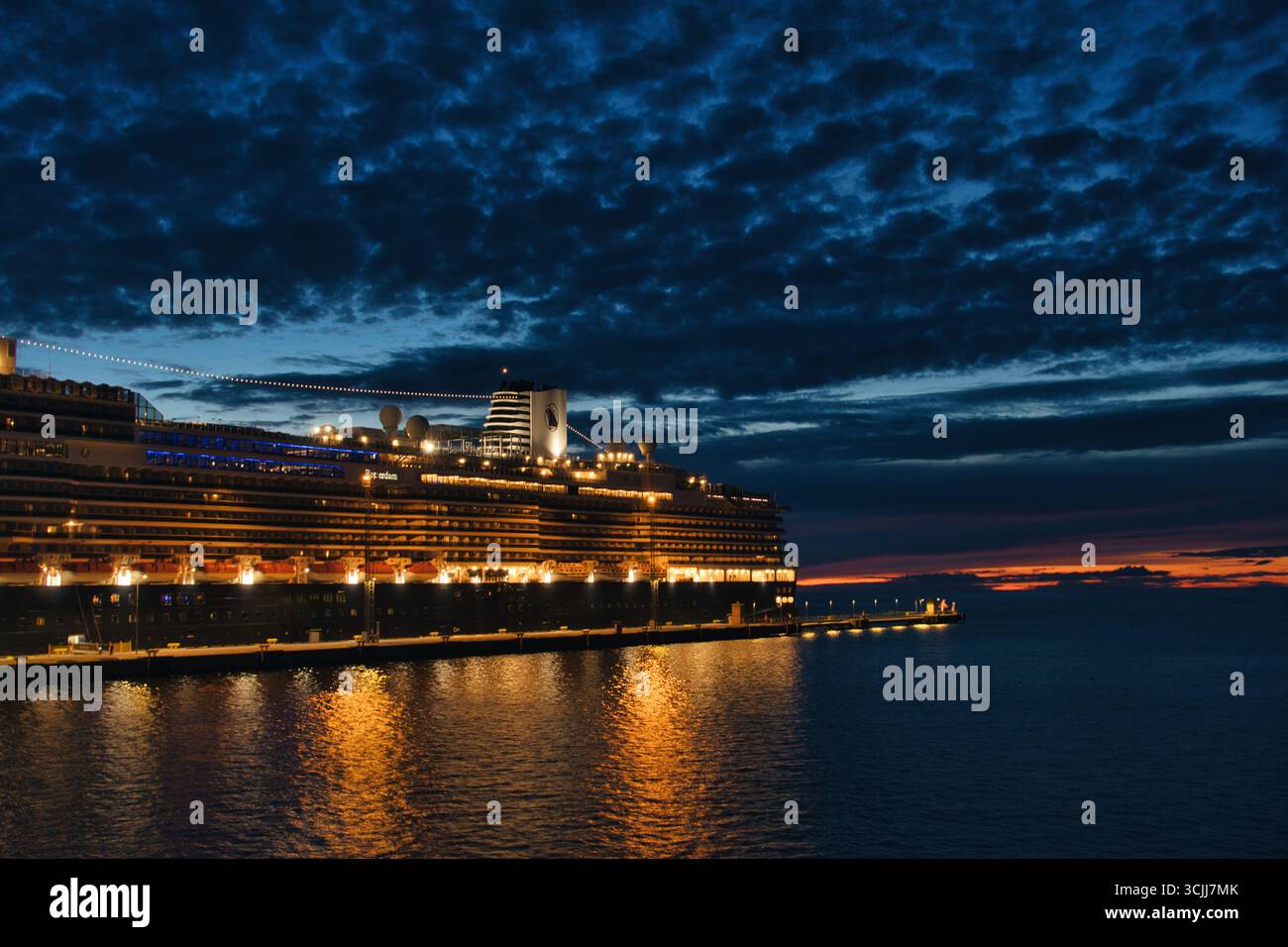 Luxury Cruise Ship at Night in Tallinn Cruise Terminal Stock Photo - Alamy