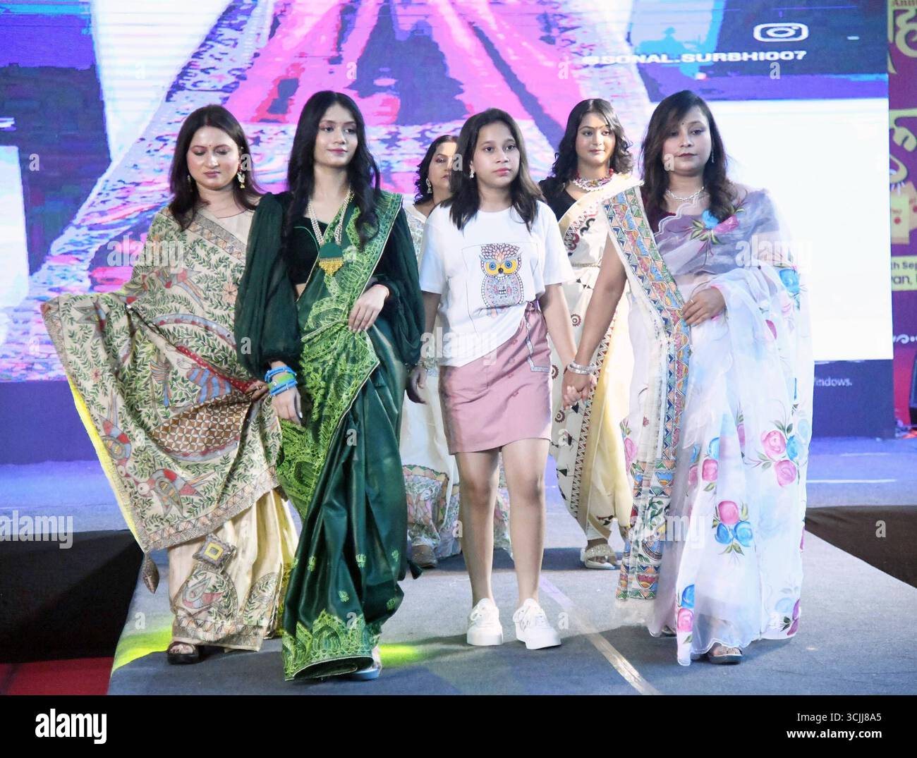 PATNA, INDIA - SEPTEMBER 6: Models walking on the ramp during the ...