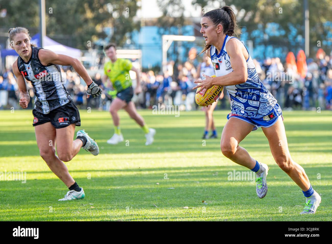 Erika O'Shea of North Melbourne is seen in action during the AFLW Round ...
