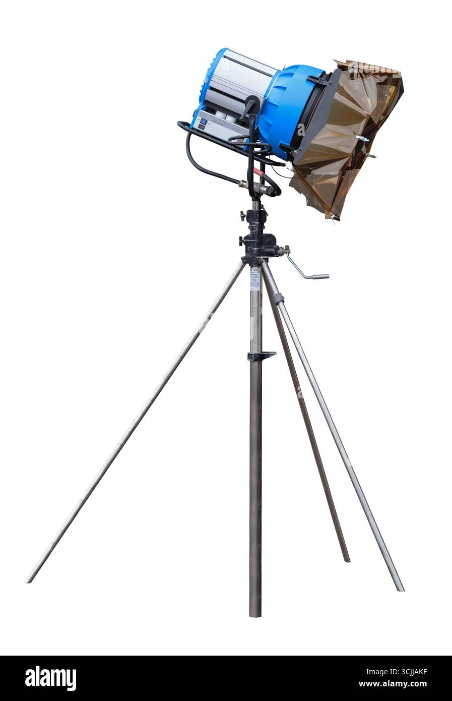 Professional Film Set Spotlight On A Tripod Stand, Isolated On A White ...