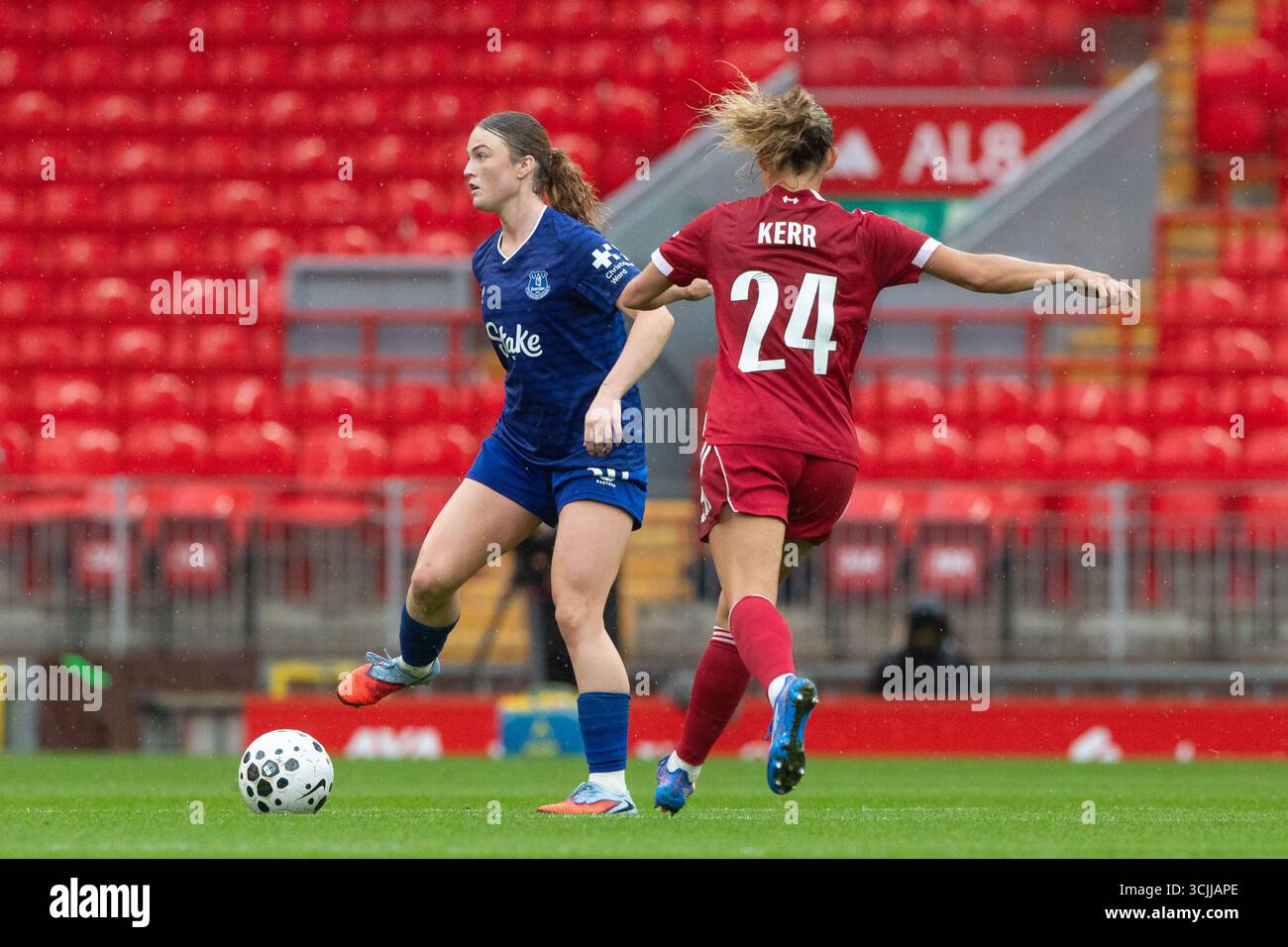 Anfield, Liverpool, UK. , . Ruby Mace (30 Everton) turns away from Sam ...