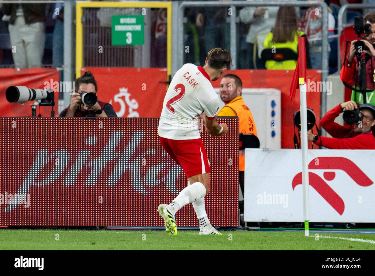 Matty Cash of Poland celebrates his scoring during the FIFA World Cup ...