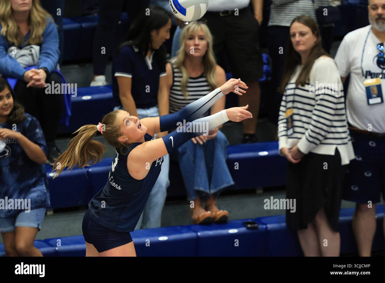 Penn State's libero Gillian Grimes (3) hits during an NCAA college ...