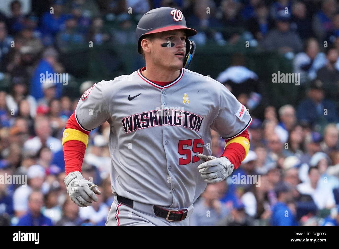Washington Nationals' Brady House watches his sacrifice fly to Chicago ...