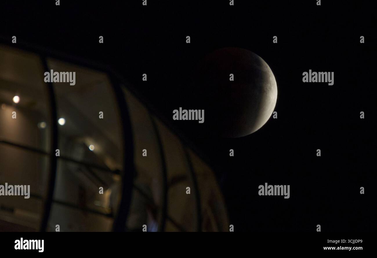 A partial lunar eclipse is seen in Baghdad, Iraq, Sunday, Sept. 7, 2025 ...