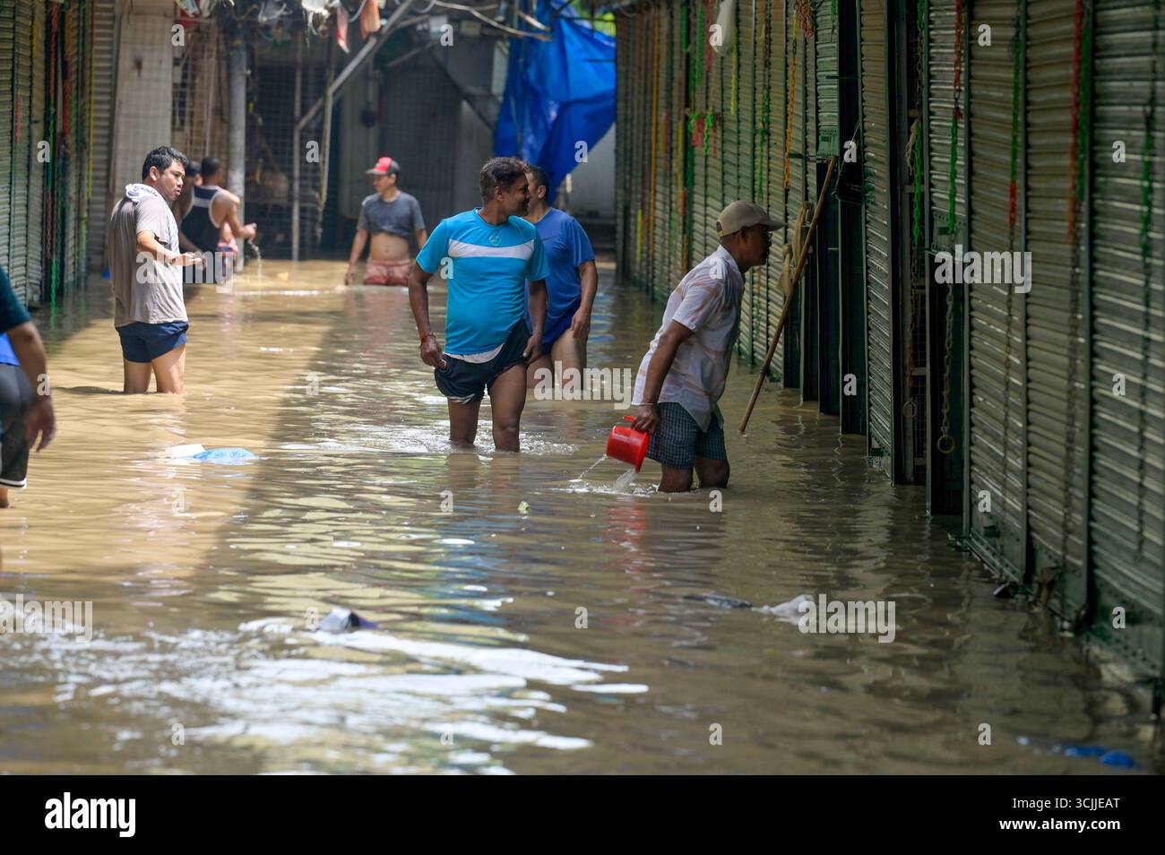 NEW DELHI, INDIA - SEPTEMBER 6: Yamuna river's flood water entered in ...